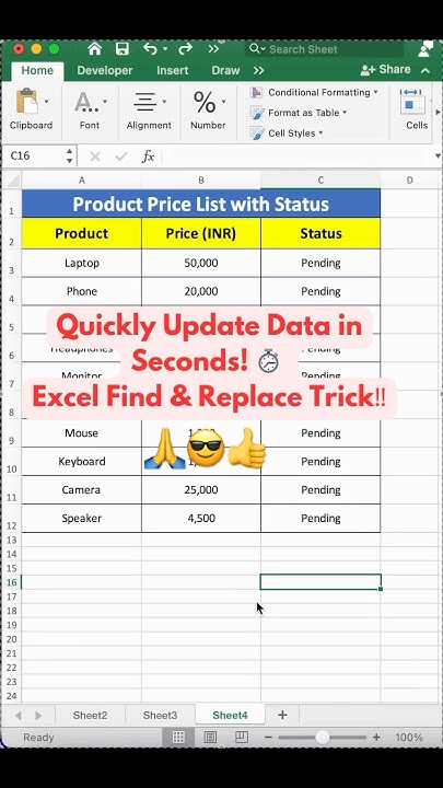 Excel Tricks: Update Data in Excel! ⏰ | Excel Find & Replace Trick 👍 #excel #excelshorts - YouTube