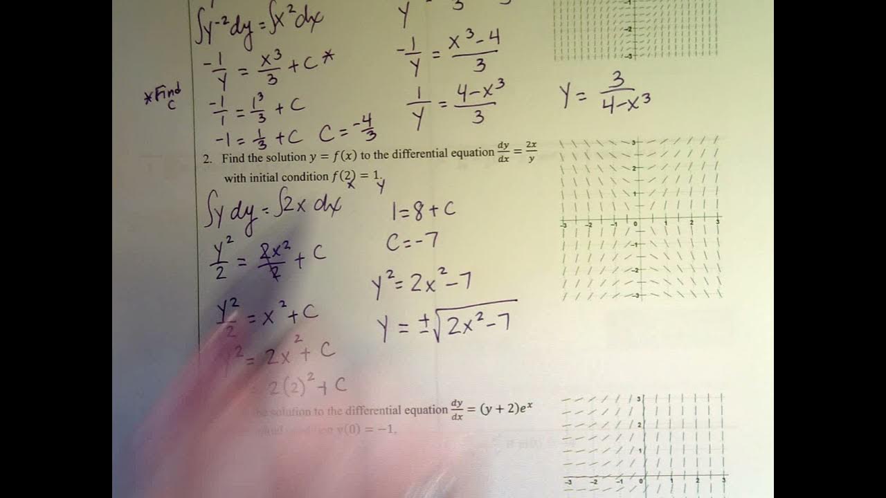 AP Calculus AB Section 7-7: Separation of Variables - Particular Solutions - YouTube