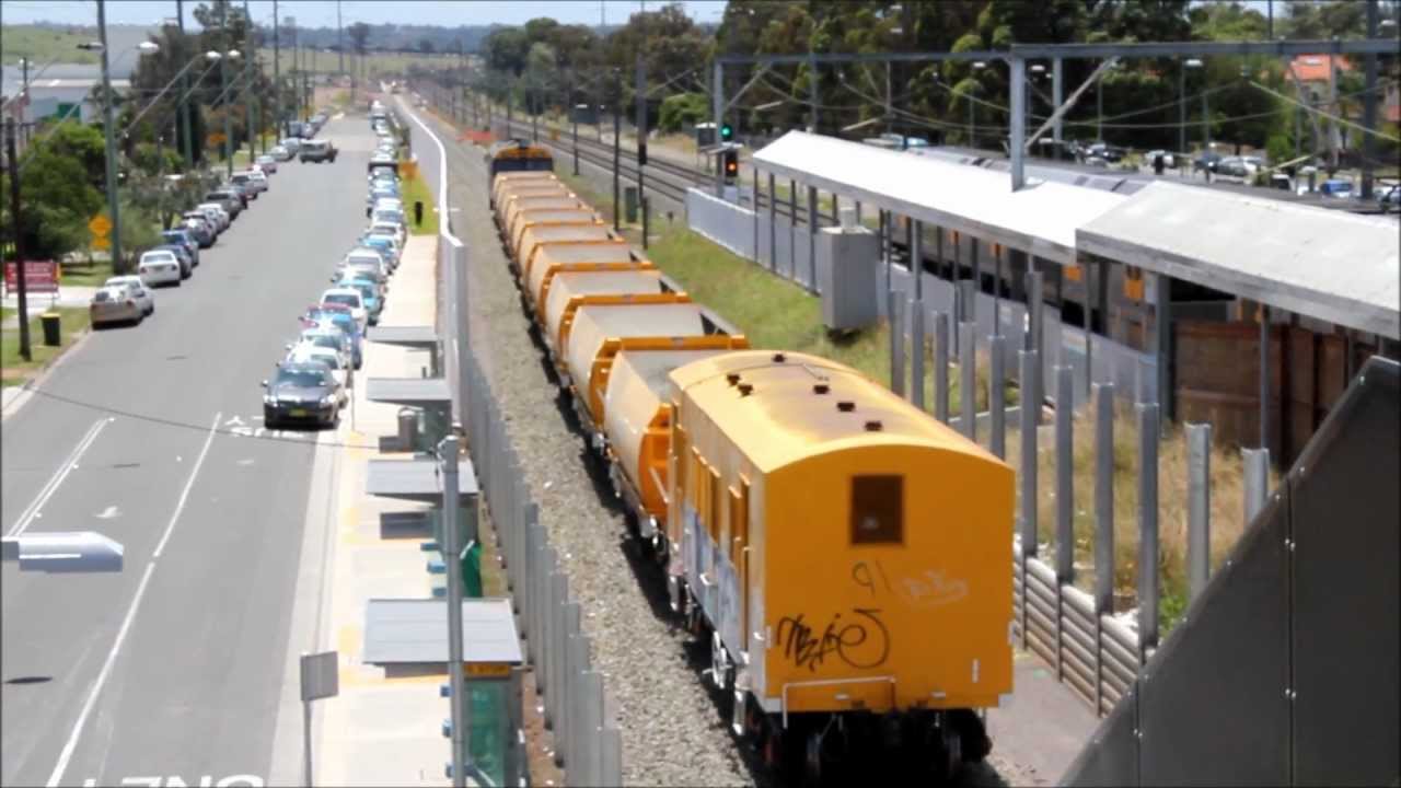 Southern Sydney Freight Line Minto Railway Station Freight Train with ...