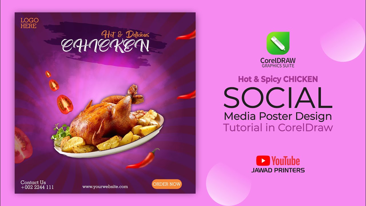 Chicken Poster Design | CorelDraw Tutorial | Social Media Post ...