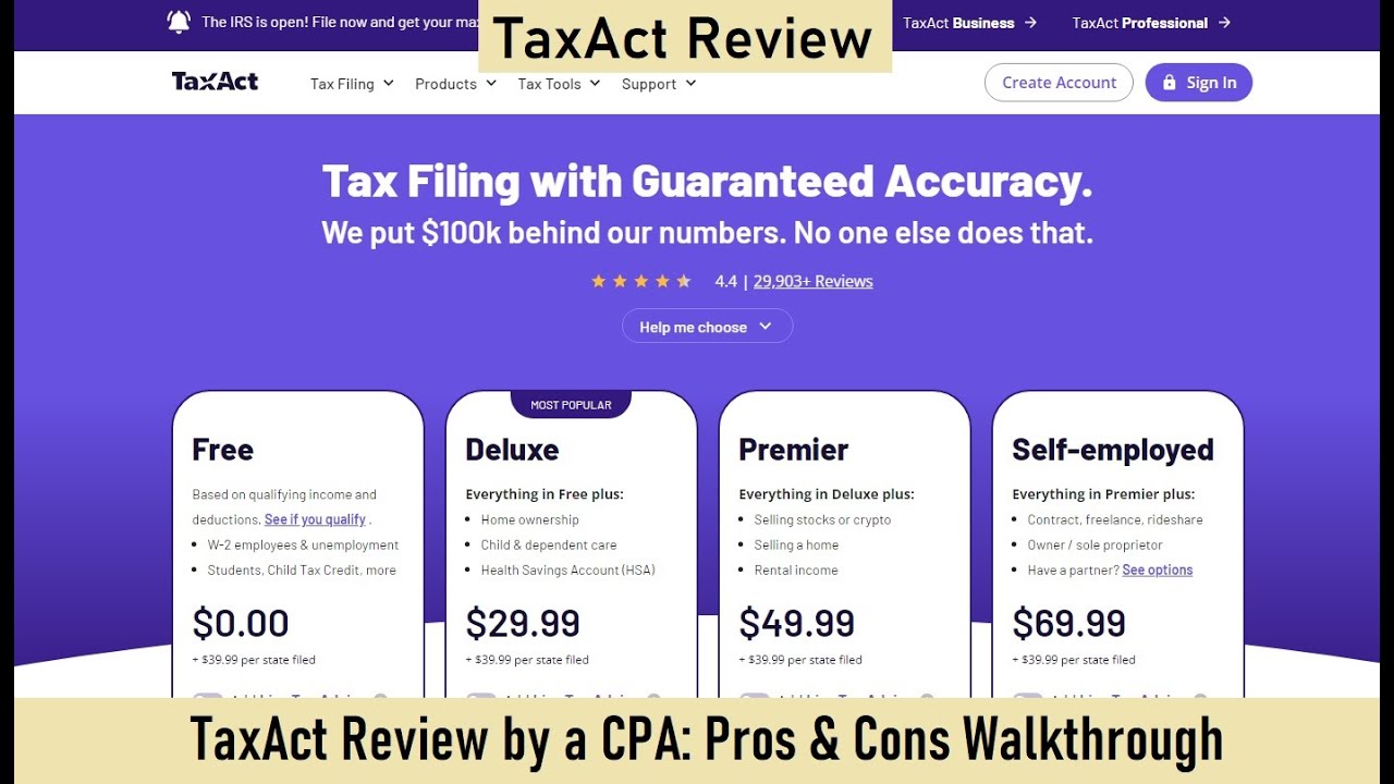 TaxAct Review by a CPA Pros & Cons Walkthrough - YouTube
