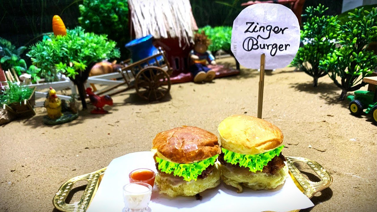 Miniature Zinger Burger Recipe | Zinger Recipe | Mini Village Kitchen ...