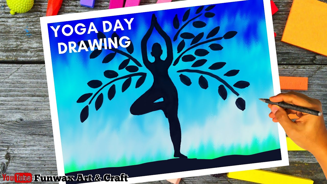 Easy Drawing for Yoga Day | International Yoga day 2020 | Wow art ...