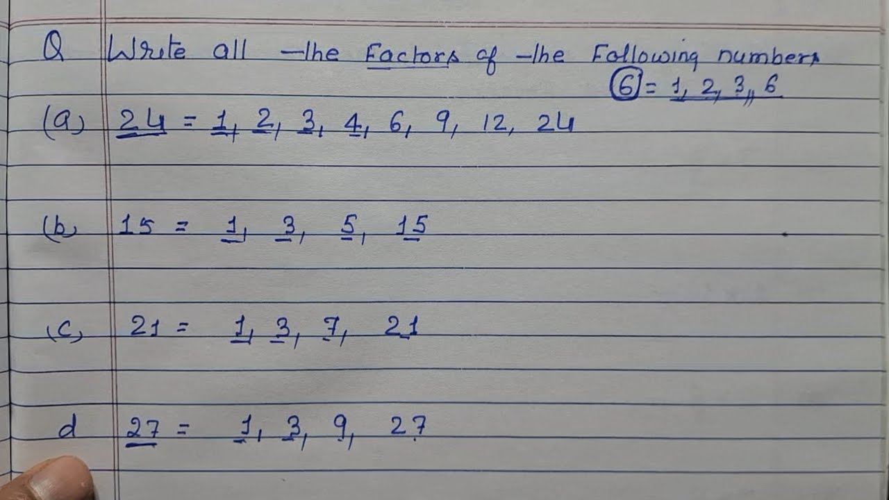 Write all the factors of the following numbers - YouTube
