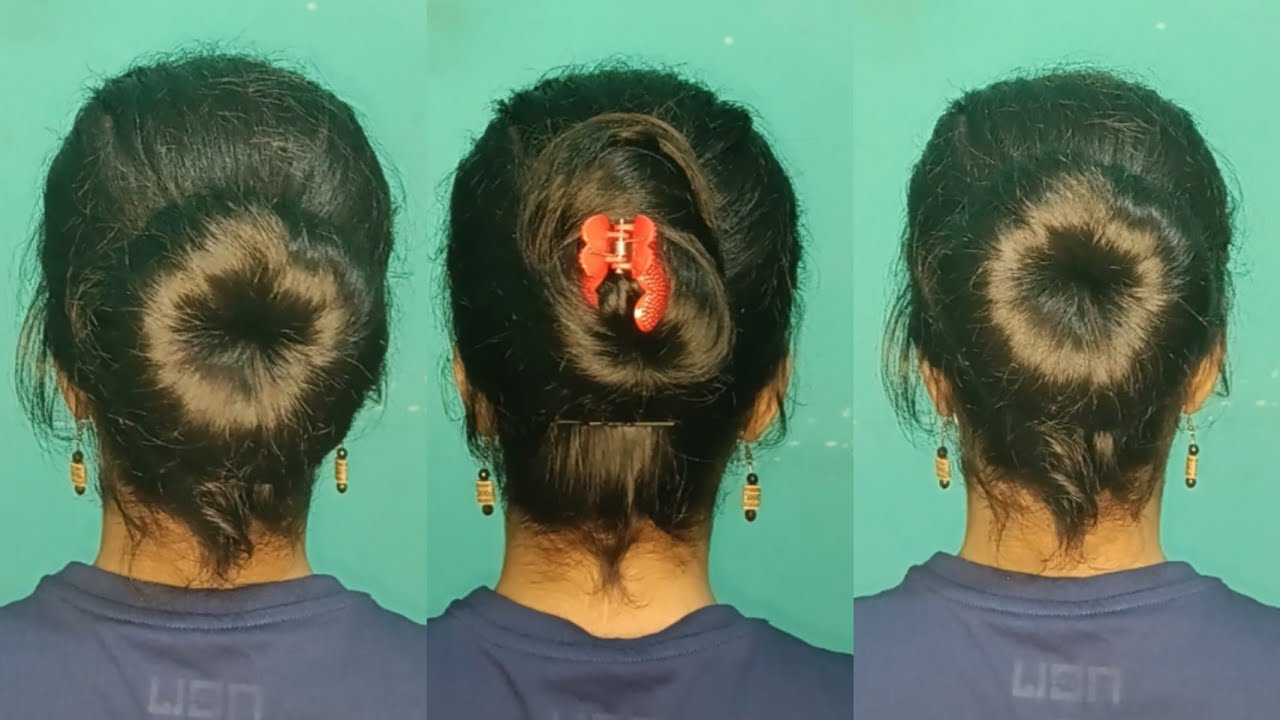 How To Make Khopa With Bun / Short Hair Khopa Style With Saree ...