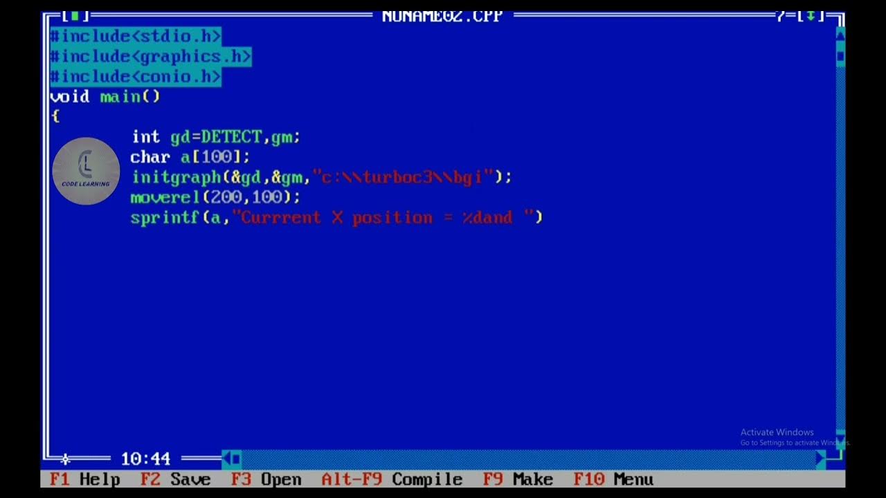 C Language Graphics Handling Moverel Codelearning Youtube