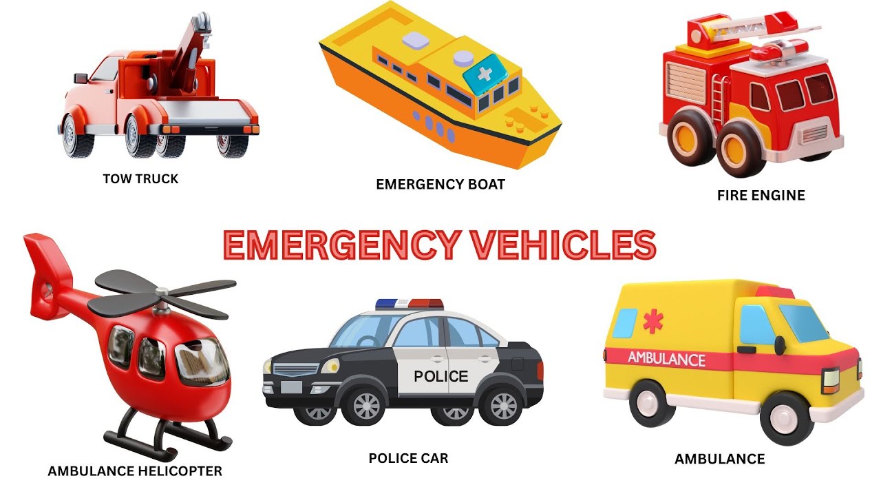 Learn Emergency Vehicles Names/Rescue Vehicles/Emergency Services ...