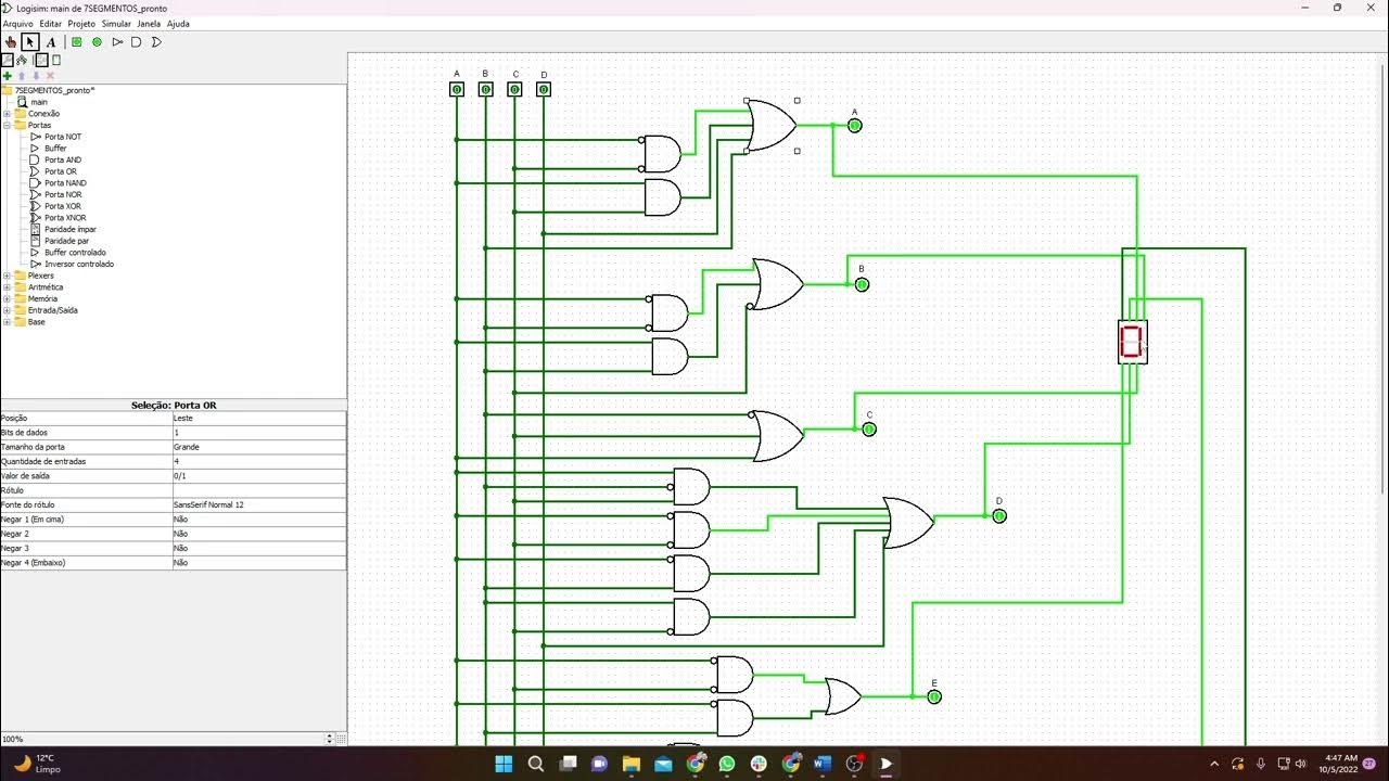 Display 7 segmentos com logisim - YouTube
