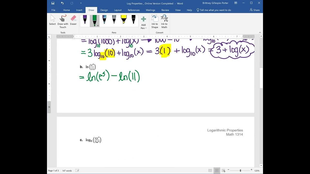 Logarithmic Property Rules and Introduction to Expanding Logs - YouTube