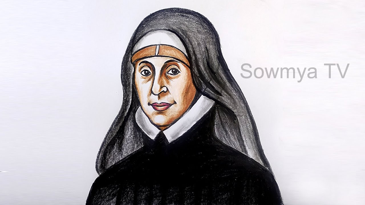 drawing of mary ward / mary ward picture / mother mary / how to draw ...