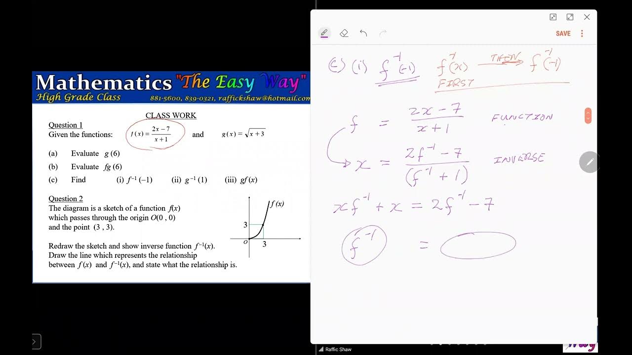 Mathematics The Easy Way High Grade Class CSEC Functions 2 - YouTube