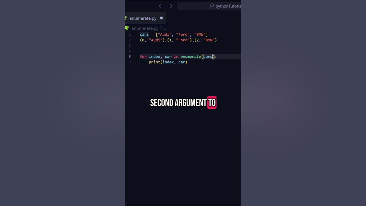 Enumerate Function In Python Pythonprogramming Coding Tutorial