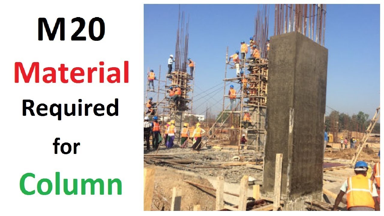 Material required for column in M20 design mix - YouTube