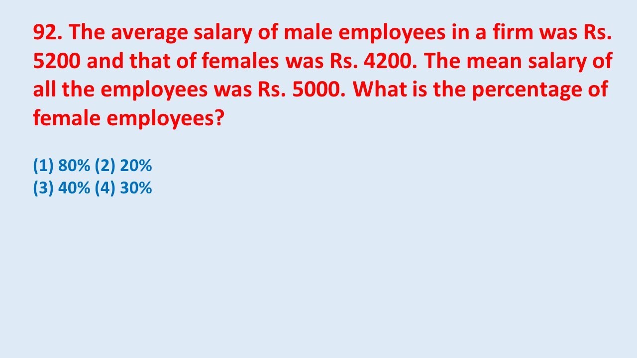 92 The Average Salary Of Male Employees In A Firm Was Rs 5200 And 92-the-average-salary-of-male-employees-in-a-firm-was-rs-5200-and