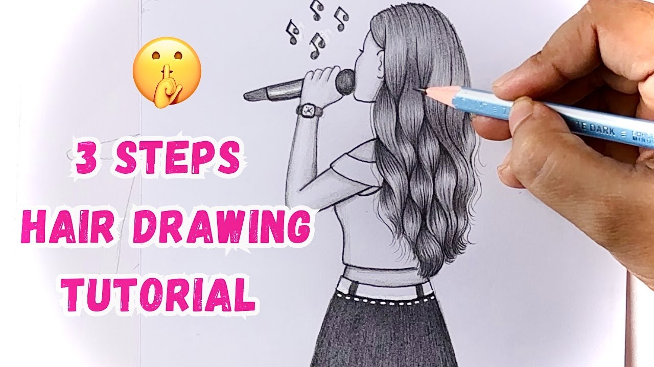 Hair Drawing Tutorial -3 Step | How To draw Hair @DrawingNeelu - YouTube