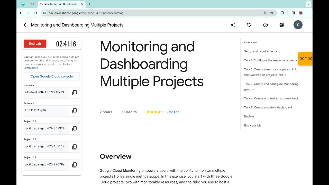 Monitoring And Dashboarding Multiple Projects Qwiklabs Coursera [with Explanation🗣️