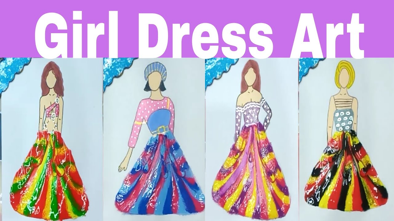 How To Draw A Girl With Beautiful Dress||Easy Girl Dress Art 😍😱😍# ...