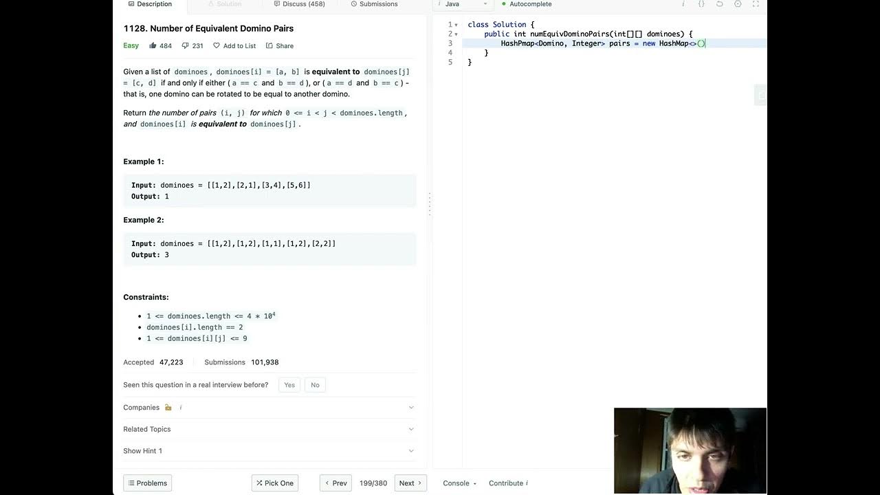 Leetcode 1128 Number Of Equivalent Domino Pairs Youtube
