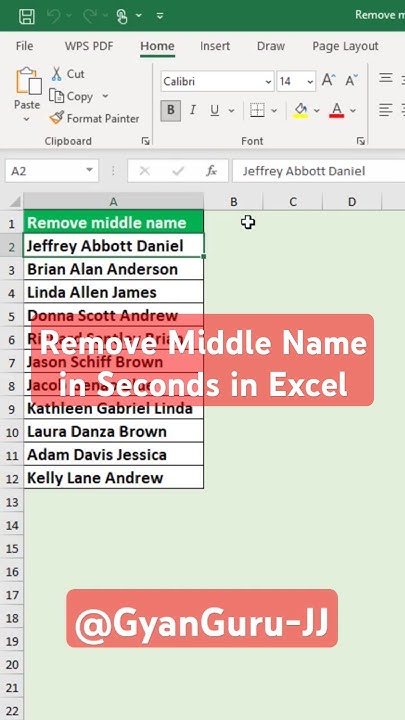 Remove Middle Name in Excel.#shorts #exceltricks #exceltips #msoffice #shortsfeed #shortsfeed # ...
