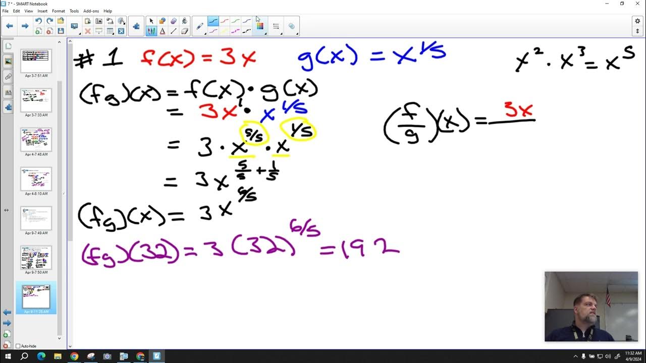 Algebra 2 Unit 7 Operations with Functions Problem 1 - YouTube