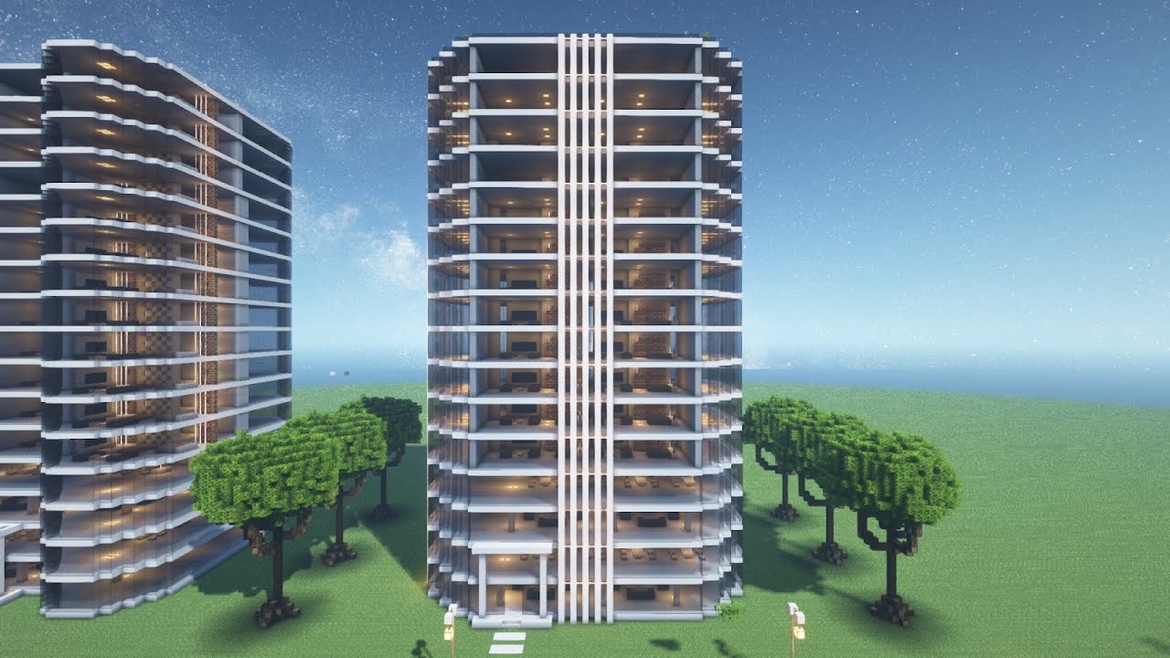 Minecraft Modern Hotel Building Modern City Hotel Blueprints For