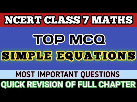 Best MCQ Class 7 Simple Equations | Class 7 Maths Chapter 4 // Class 7 ...