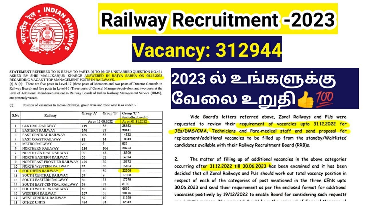 🔥3 லட்சம் காலிப்பணியிடம்/ RRB Railway Notification 2023/ central ...