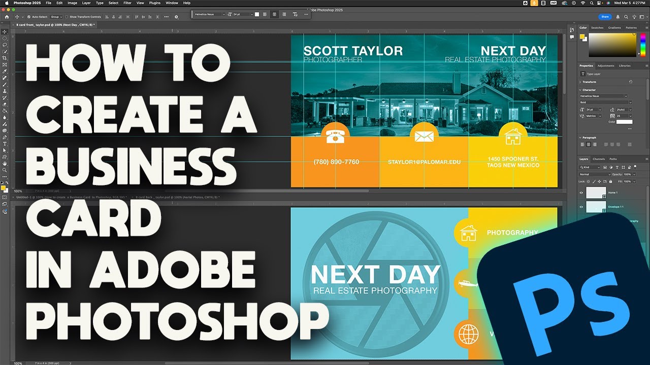How to Create a Business Card In Photoshop for Beginners - YouTube