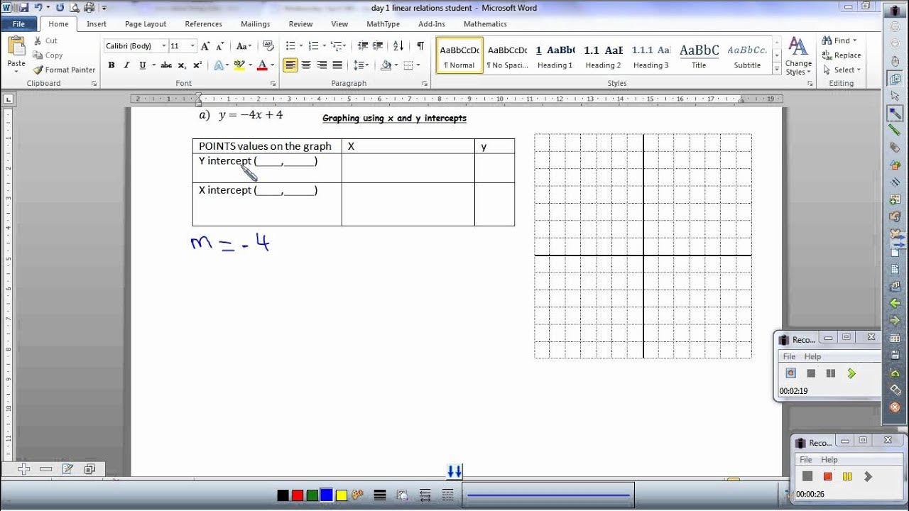 graphing using x and y intercepts - YouTube