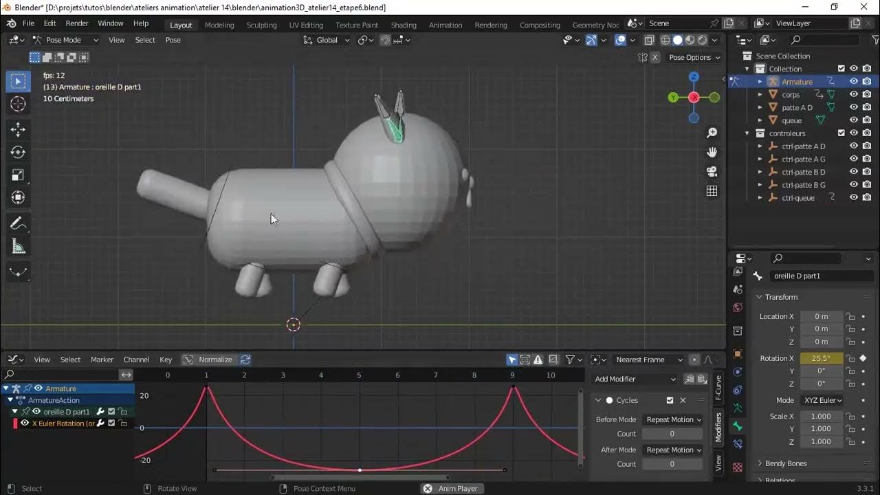 Tuto Animation 3D par la pratique sur Blender pour Débutant - Atelier 14 - YouTube