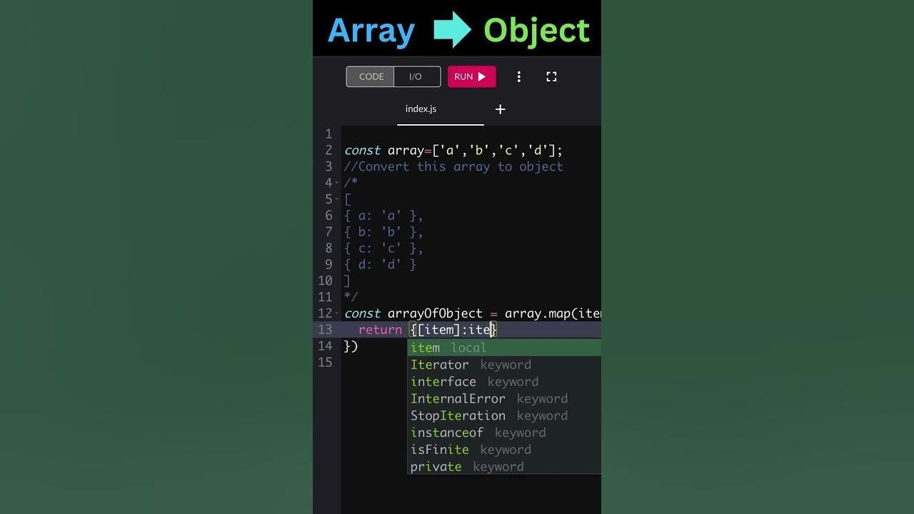 How to convert array to array object in Javascript #javascript #coding - YouTube