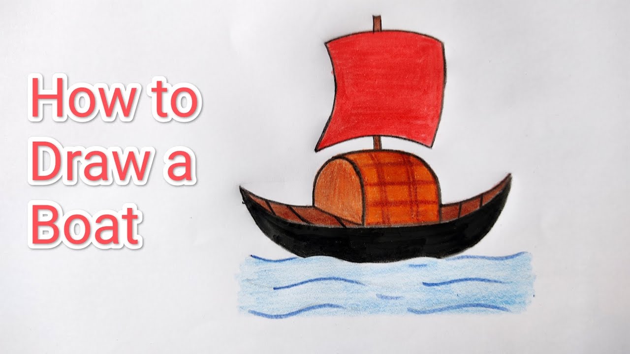 How to draw a sail boat easily// Easy sail boat drawing step by step ...