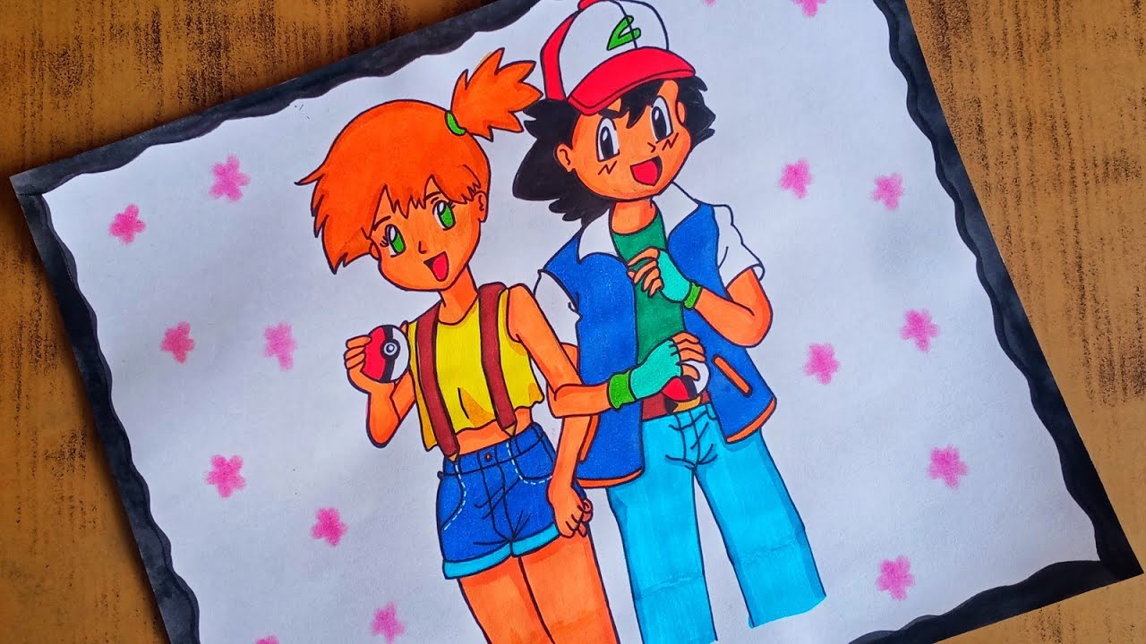 Ash and Misty Drawing || Pokemon Character Drawing || Character Drawing ...