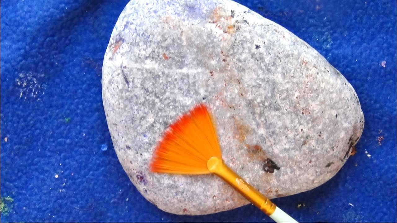 Acrylic Painting on Stone | Lake Scenery with Tree Painting on Stone ...