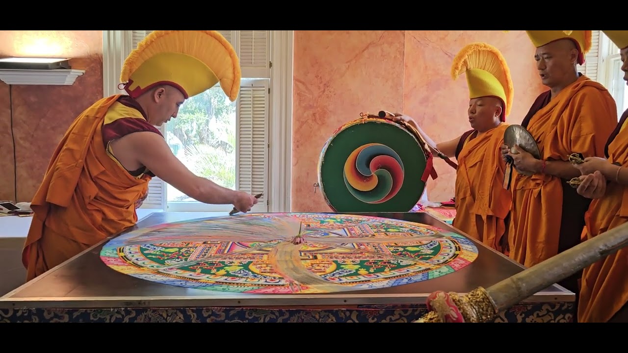 Tibetan Buddhist Monks Perform a Mandala Destruction Ceremony at ...