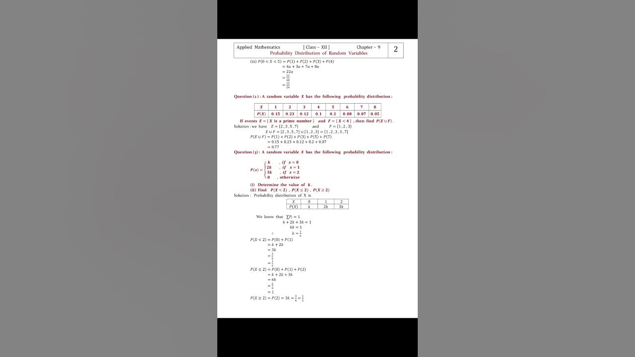 PROBABILITY DISTRIBUTION OF RANDOM VARIABLES(PART-2)#GANITKABRAHMAAND#ganitkabrahmand#shorts# ...