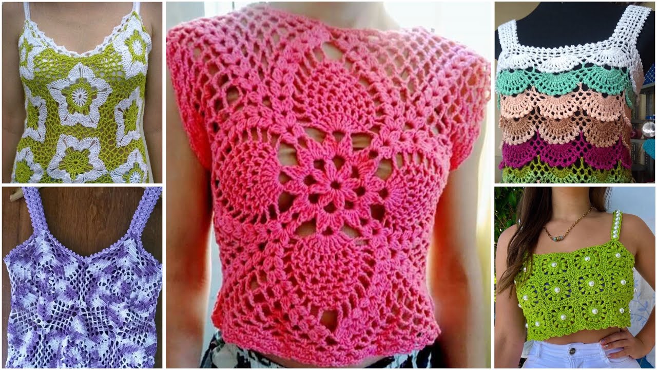 Beautiful latest crochet colourful top/cute crochet fancy top designs # ...