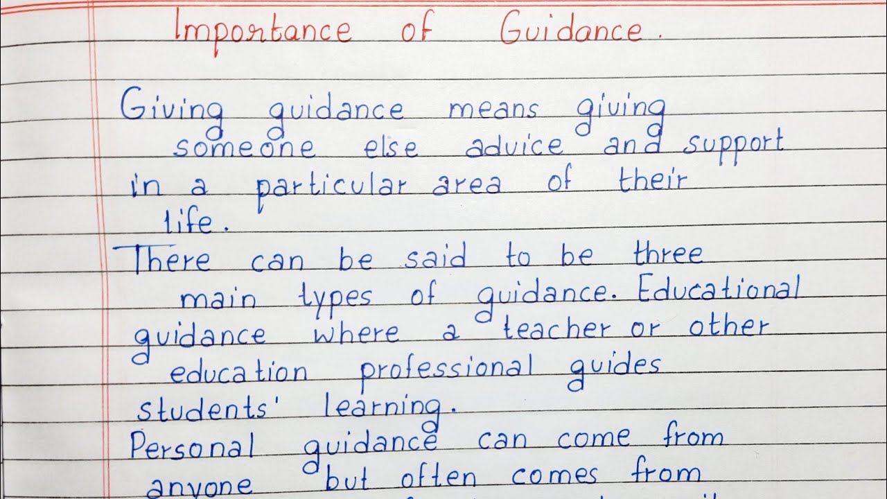 Write a short essay on Importance of Guidance | Essay Writing | English ...