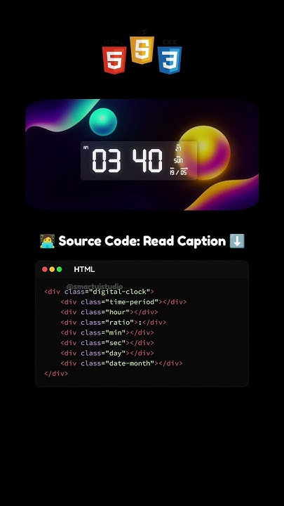 Digital Clock using HTML CSS JS #shorts #javascriptproject - YouTube