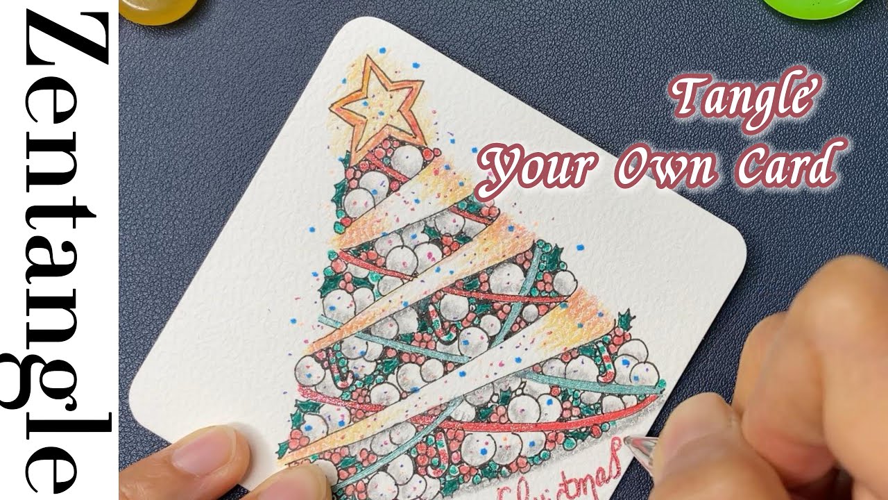 tangle with me healing art · Christmas card Zentangle EP635 - YouTube