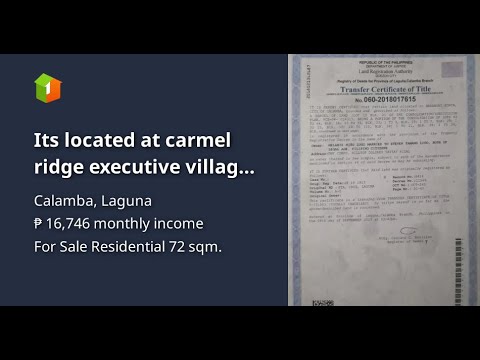 Its located at carmel ridge executive village, calamba city - YouTube