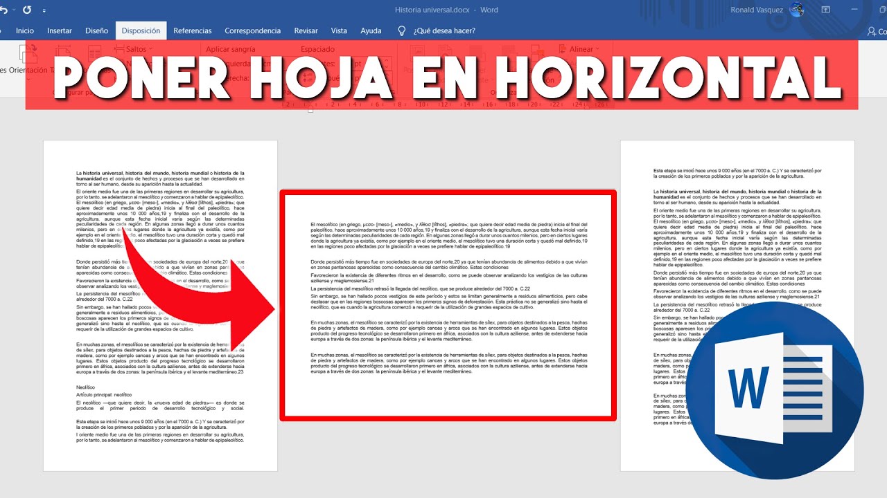 Como Poner en Horizontal Solo una Hoja en Word - YouTube
