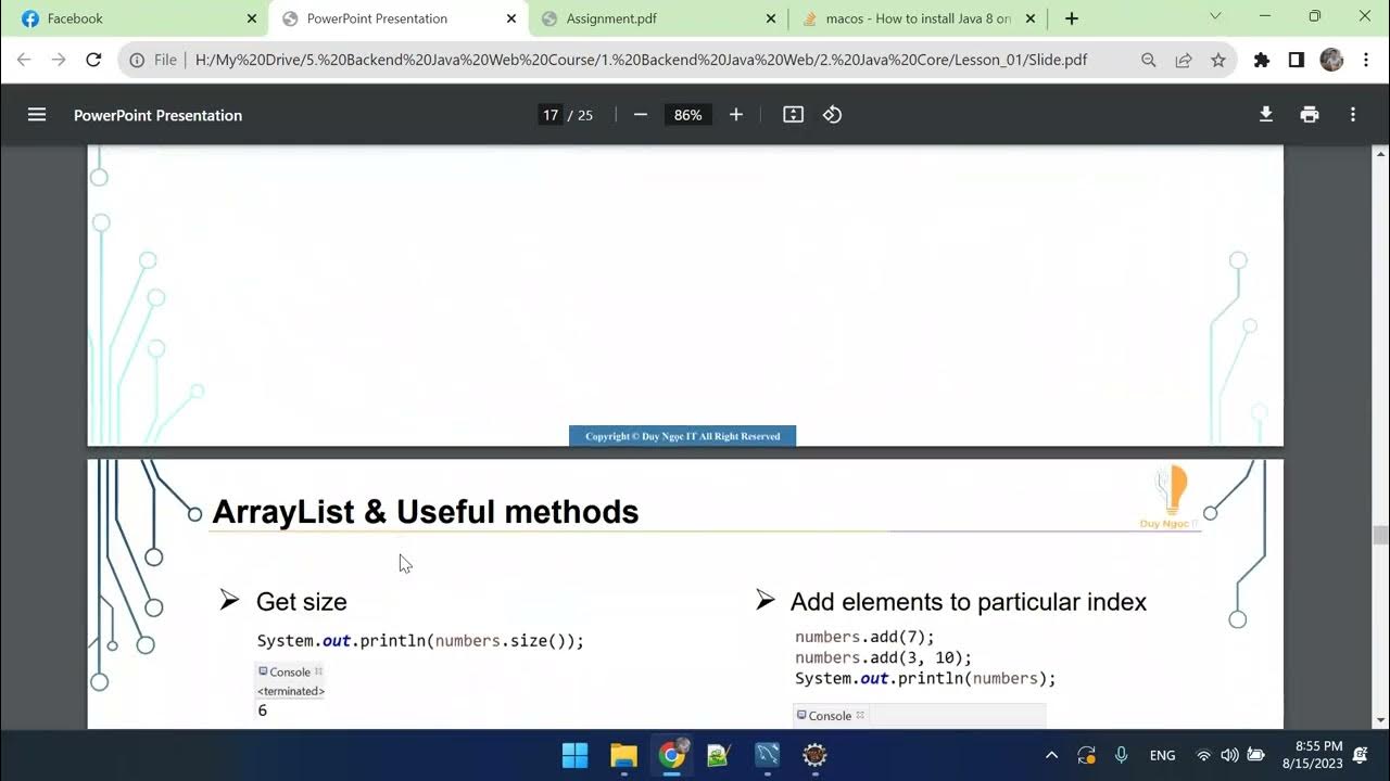 1.5 ArrayList & useful methods - YouTube