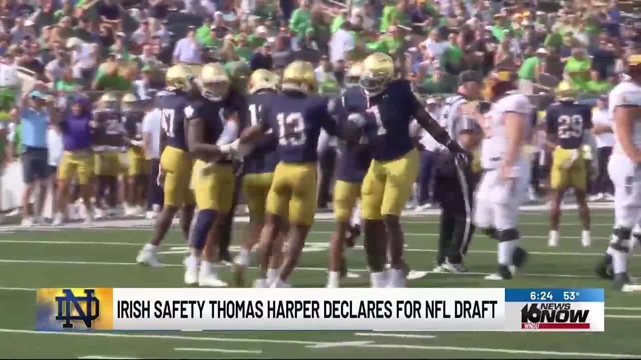 Notre Dame safety Thomas Harper declares for NFL Draft - YouTube