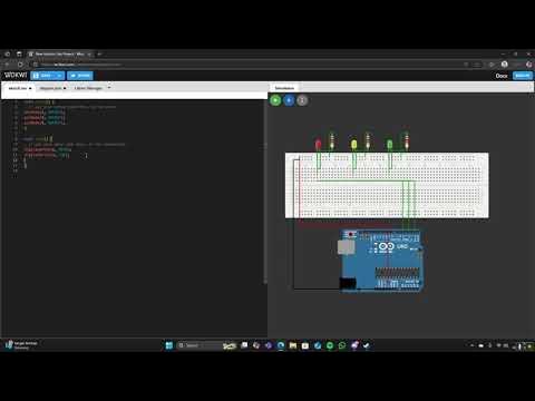 LATIHAN SKEMA ARDUINO UNO LED PADA WOKWI - YouTube