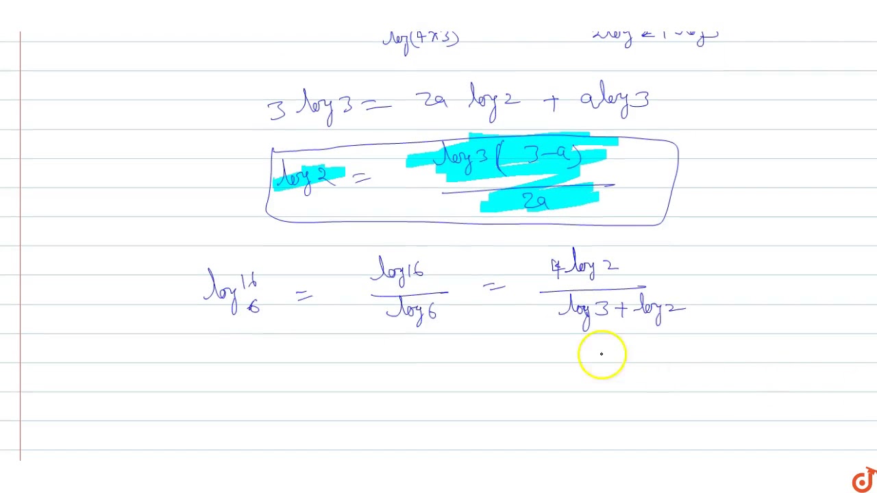If log 12 27 a Find Then The Value Of log 6 16 YouTube If log 12 27 a Find Then The Value Of log 6 16 YouTube