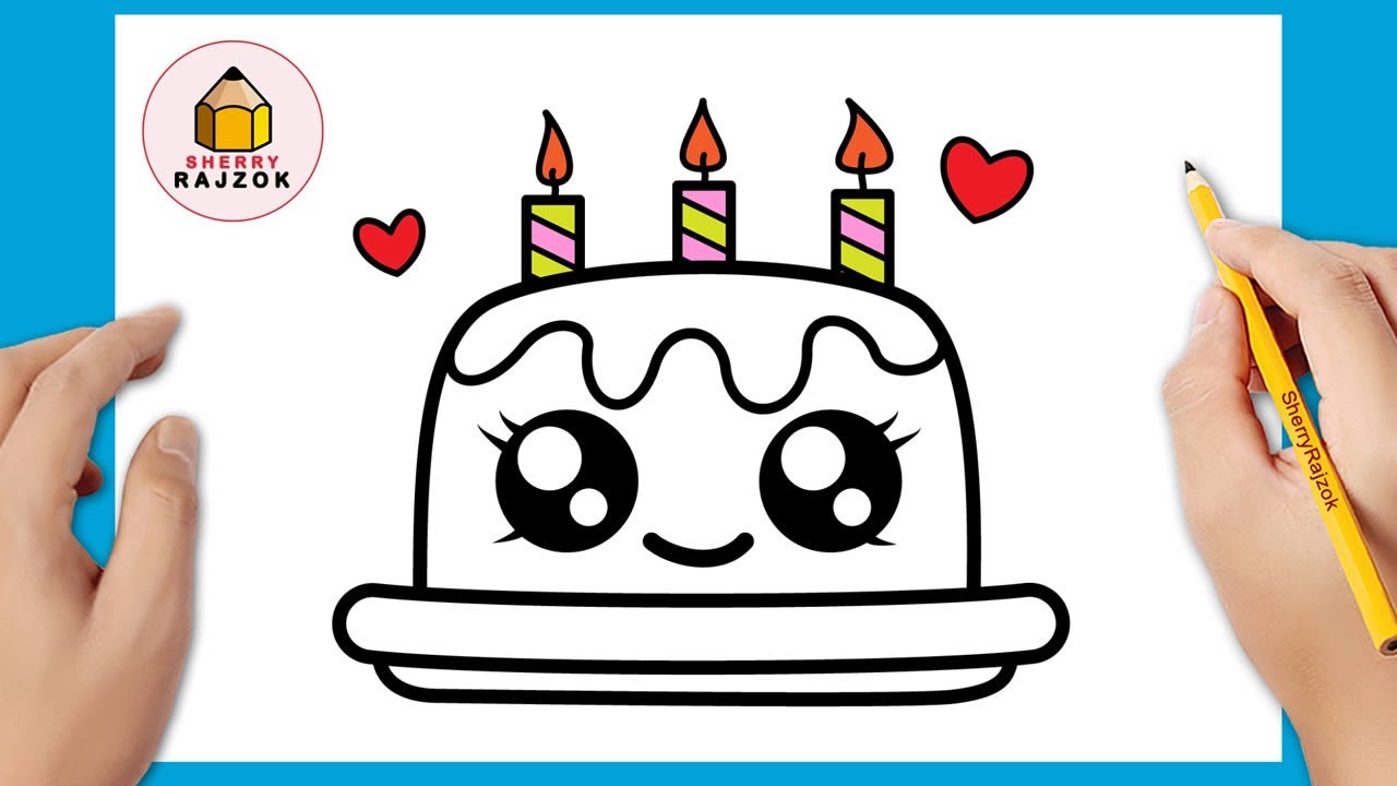 Hogyan rajzoljunk születésnapi tortát kawaii | Könnyű Rajzok - YouTube