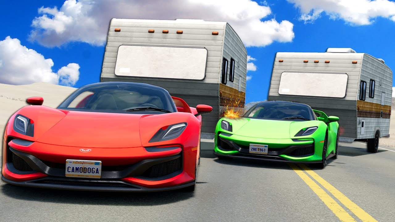 Towing Caravans Up a Mountain with Questionable Cars in BeamNG Drive ...