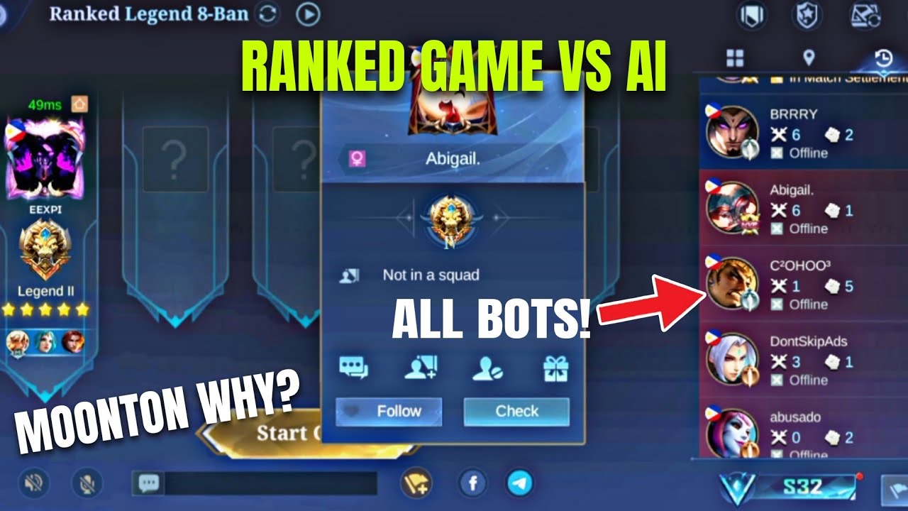 VS AI IN RANKED GAMES? WHAT HAPPENED MOONTON? MOBILE LEGENDS BANG BANG ...