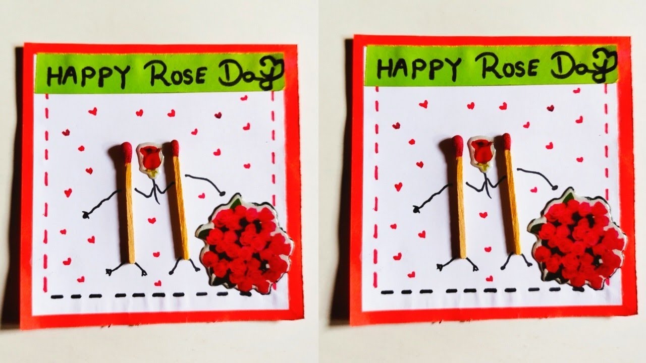 🥀DIY Rose Day card🌹/Cute Couple Gift Card/Rose day Greeting Card/Happy ...